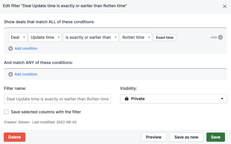 Filters: common uses - Knowledge Base | Pipedrive